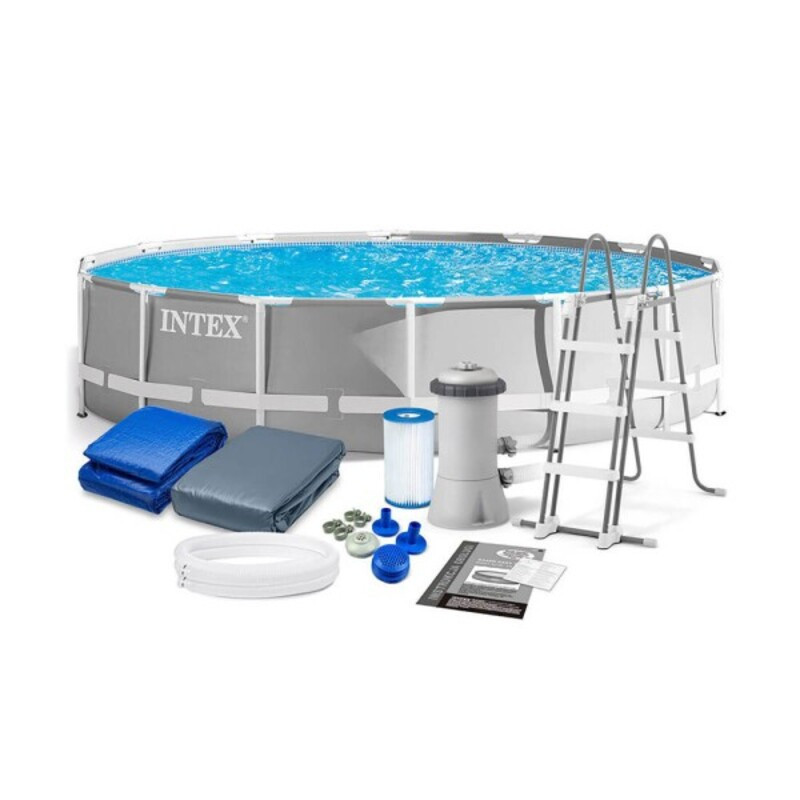 Басейн Intex 26720, Призма с метална рамка и филтърна помпа, 4.27х1.07м ...